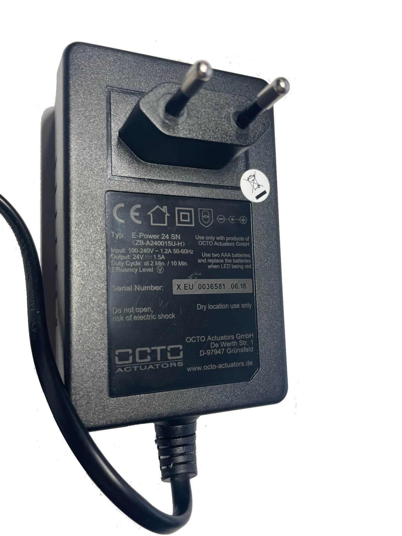 Netzteil E-Power 24 SN für Flachmotoren Eco Move - OCTO Actuators - Power Supply