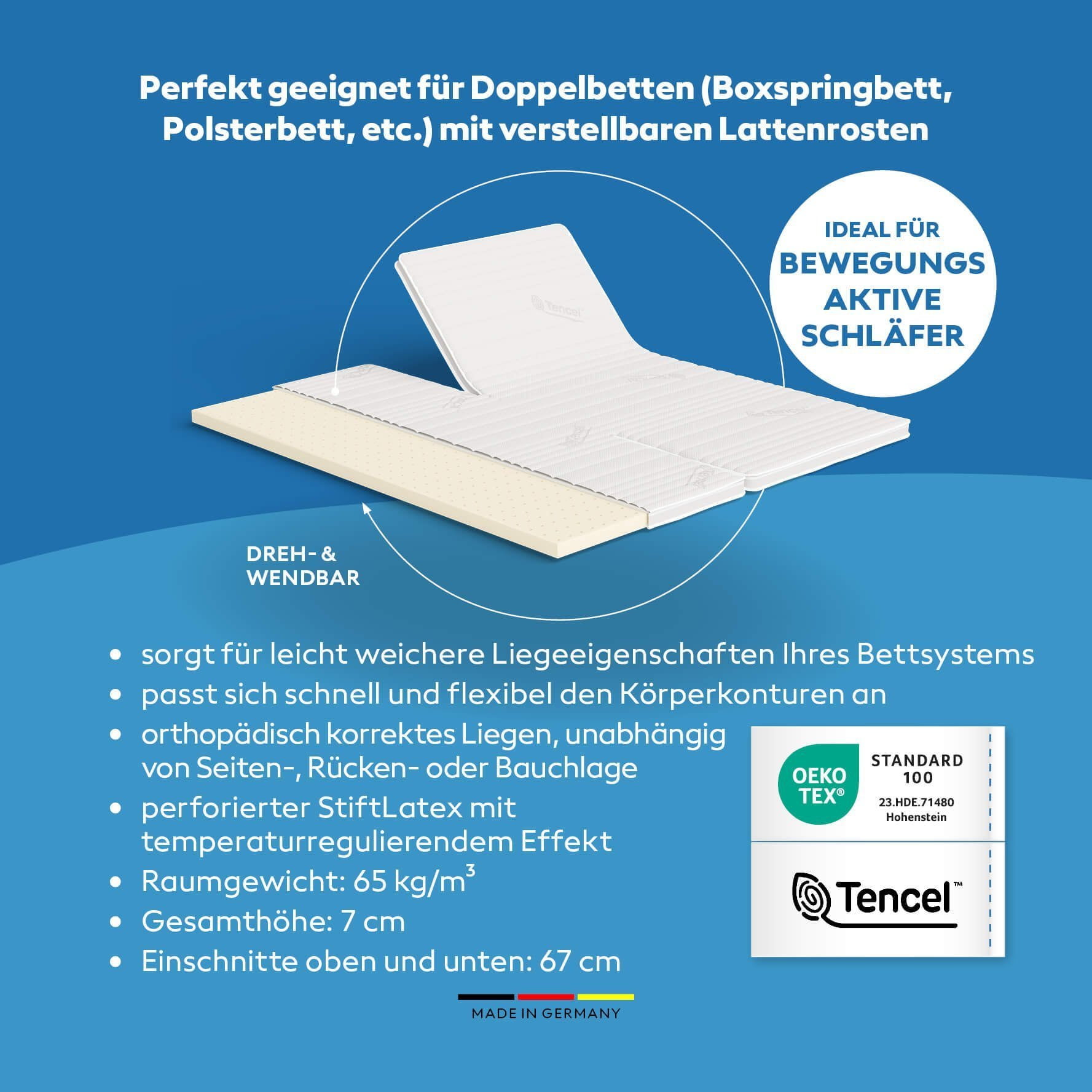 Latex Topper RG65 7cm 2x Split 200x210